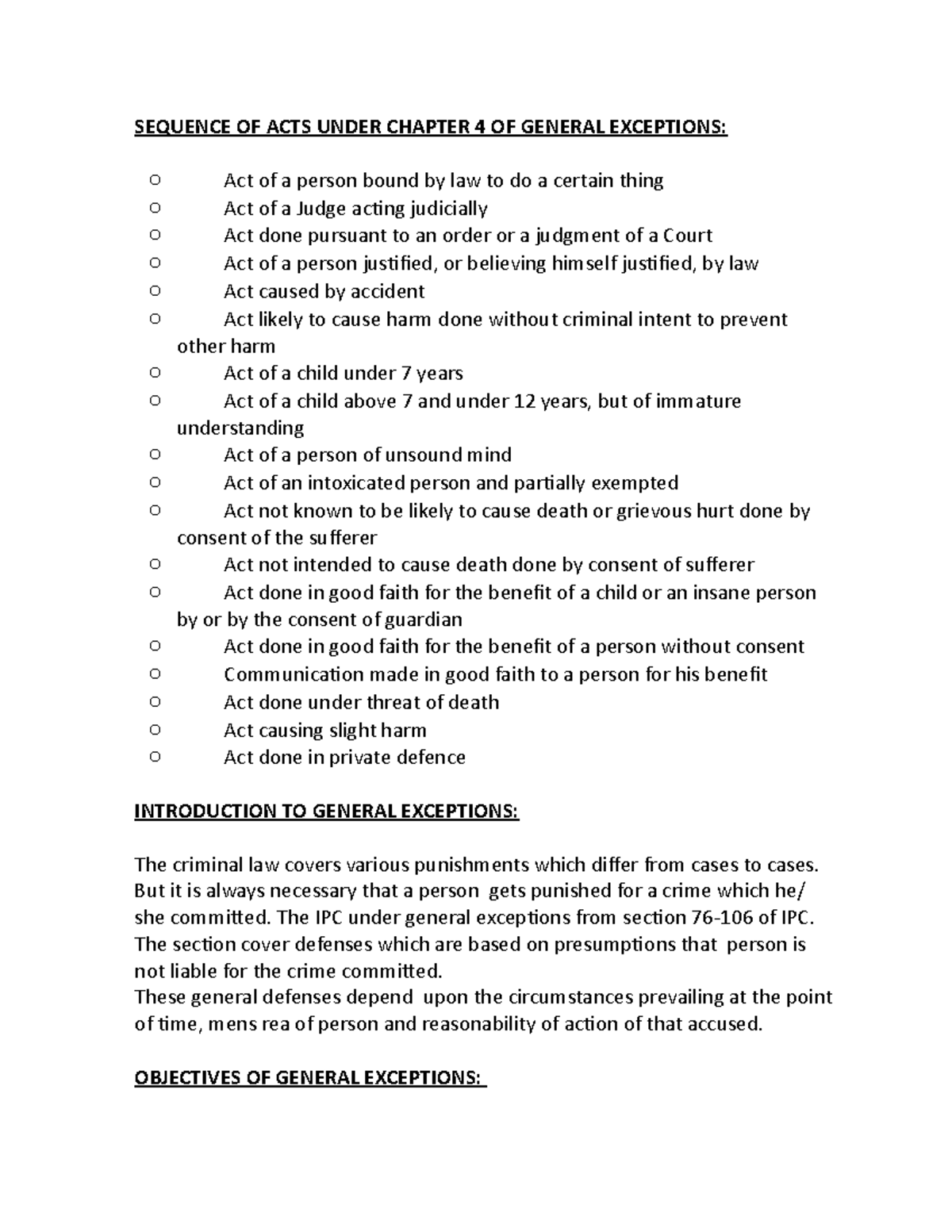 Crime unit 2 - CRIMINAL LAW UNIT 2 SEMETER 3 - SEQUENCE OF ACTS UNDER ...