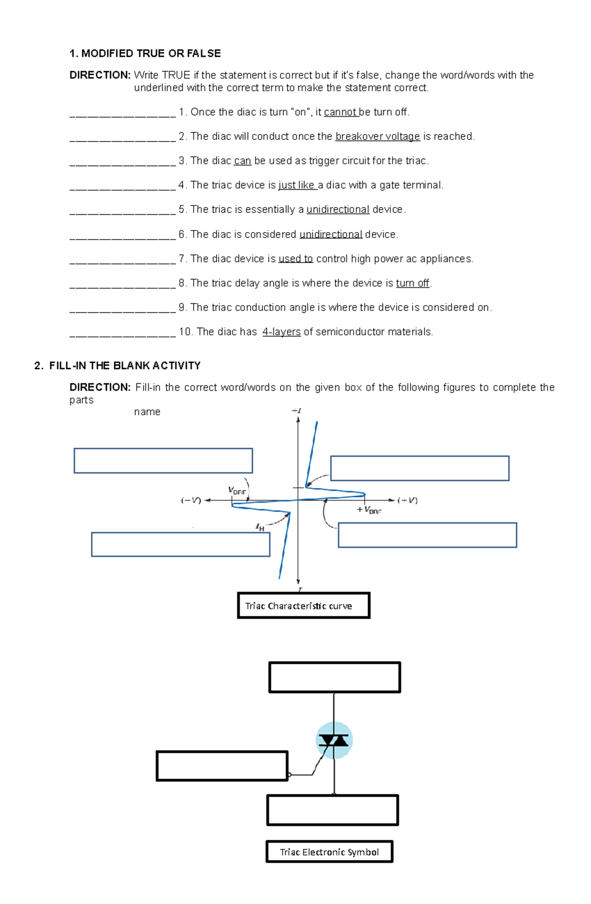 Electronics Systems and Design practice problem 2 - 1. MODIFIED TRUE OR ...