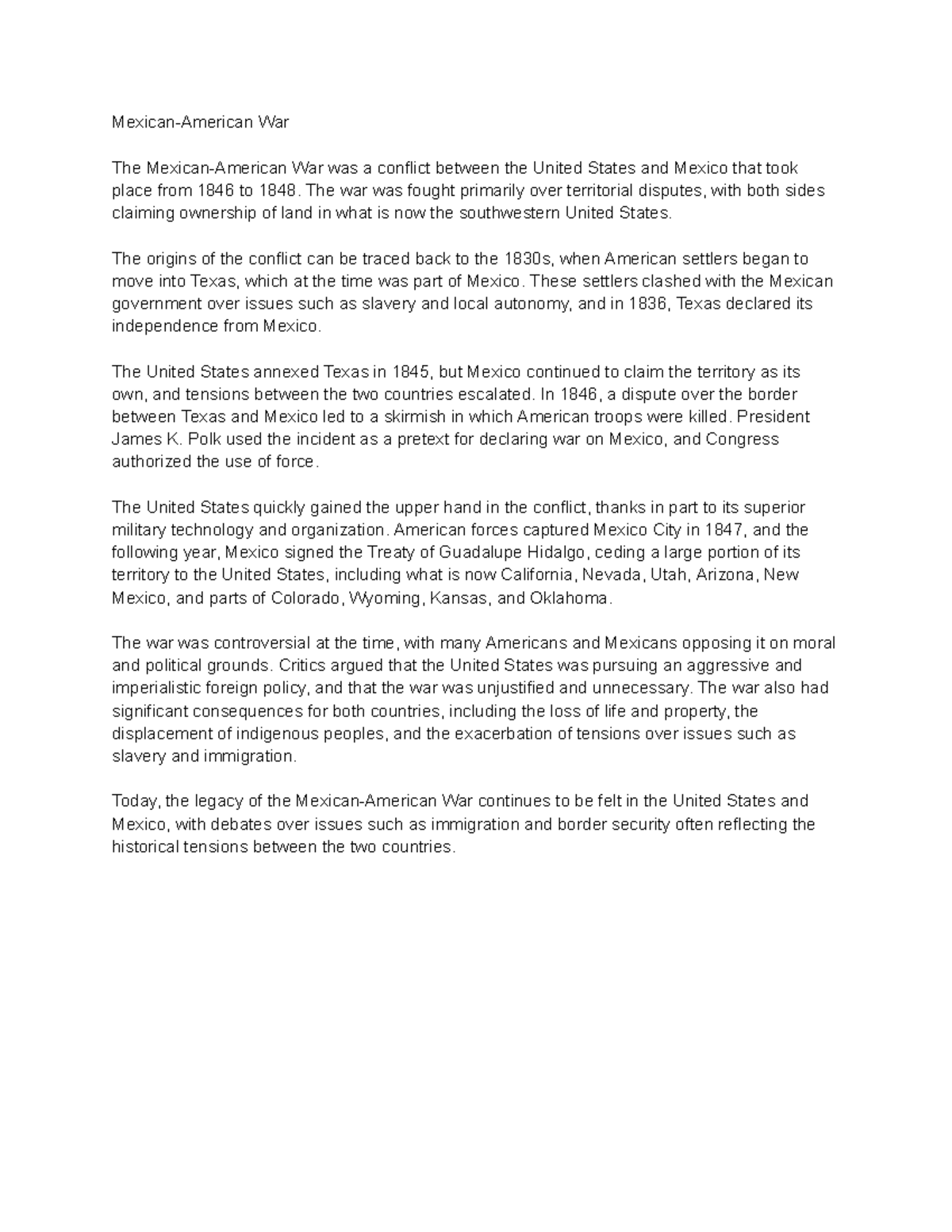 Mexican-American War - The war about the mexican and americans ...