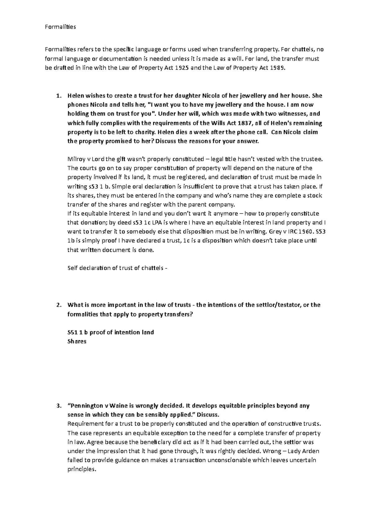 Week 4 Formalities - sdfghjkl; - Formalities refers to the specific ...