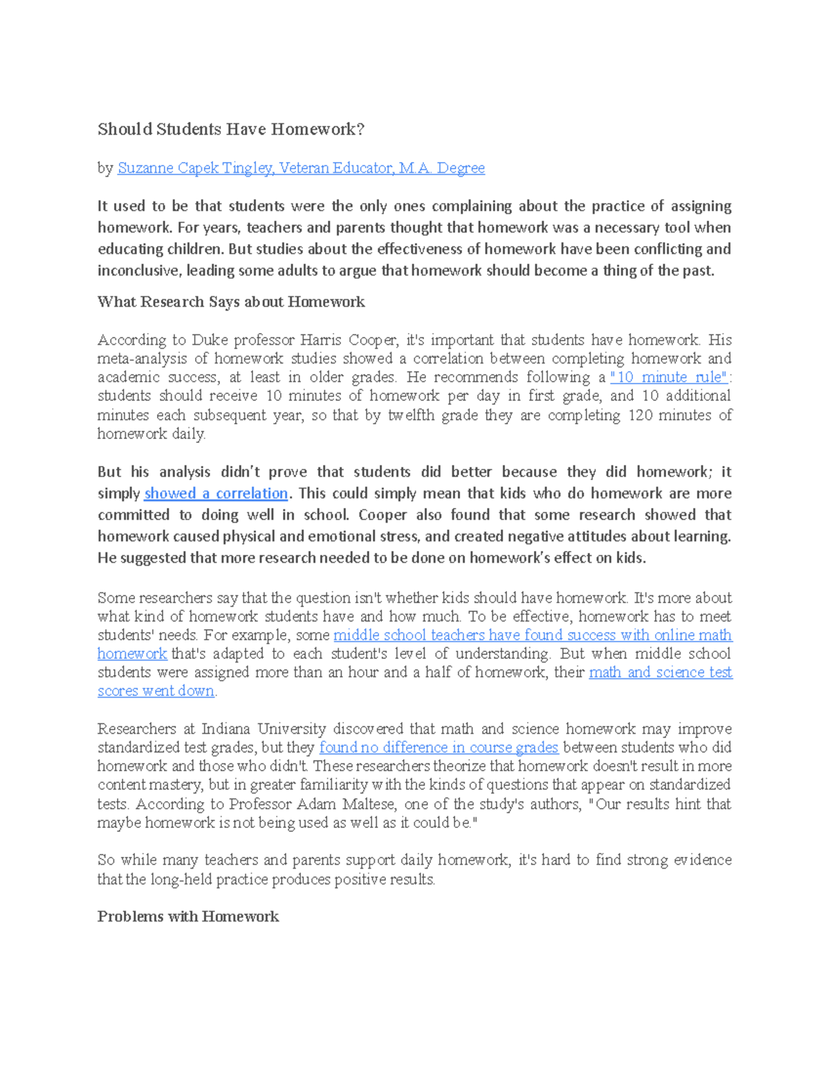 Should Students Have Homework - Degree It used to be that students were ...