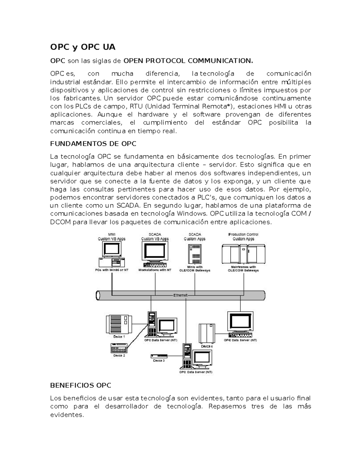 OPC y OPC UA - Apuntes 7 - OPC y OPC UA OPC son las siglas de OPEN ...