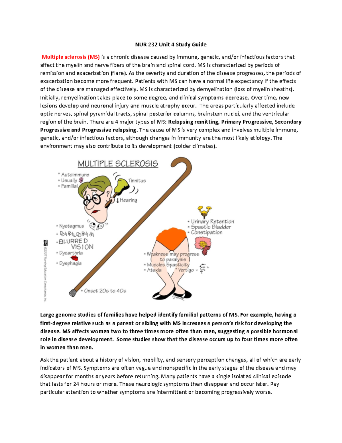 Document 40 - study guide - NUR 232 Unit 4 Study Guide Multiple ...