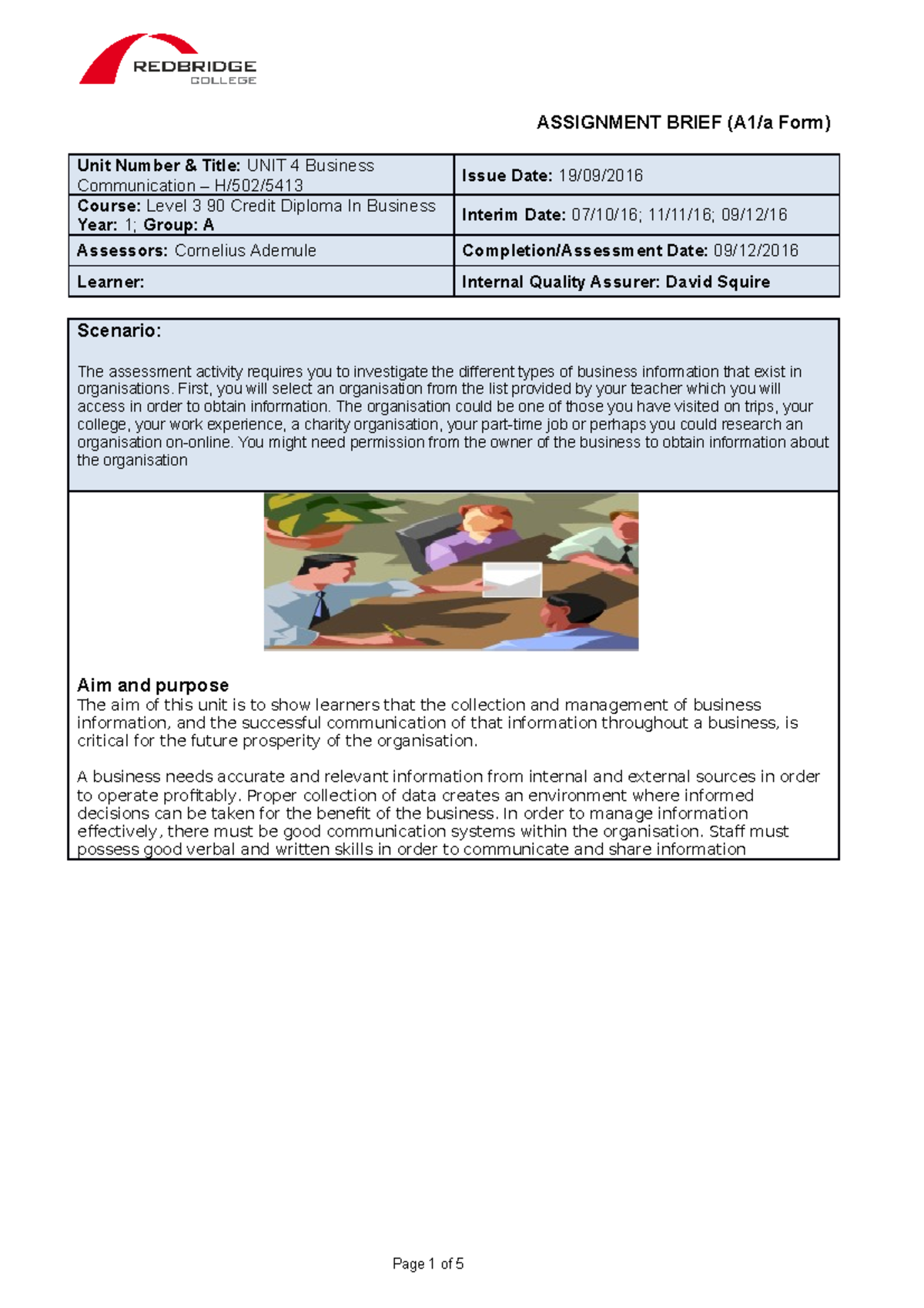 UNIT 4 Business Comm Assign 2016-2017 NEW 90 Credit USE IV - T3 ...