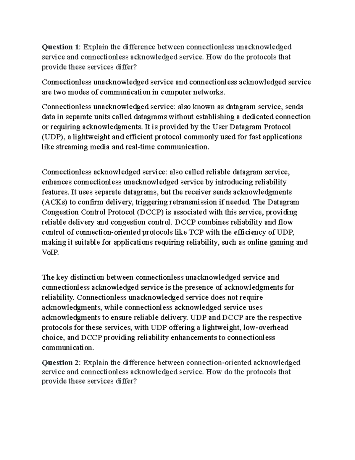 NWC 1-19 - Read - Question 1: Explain the difference between ...