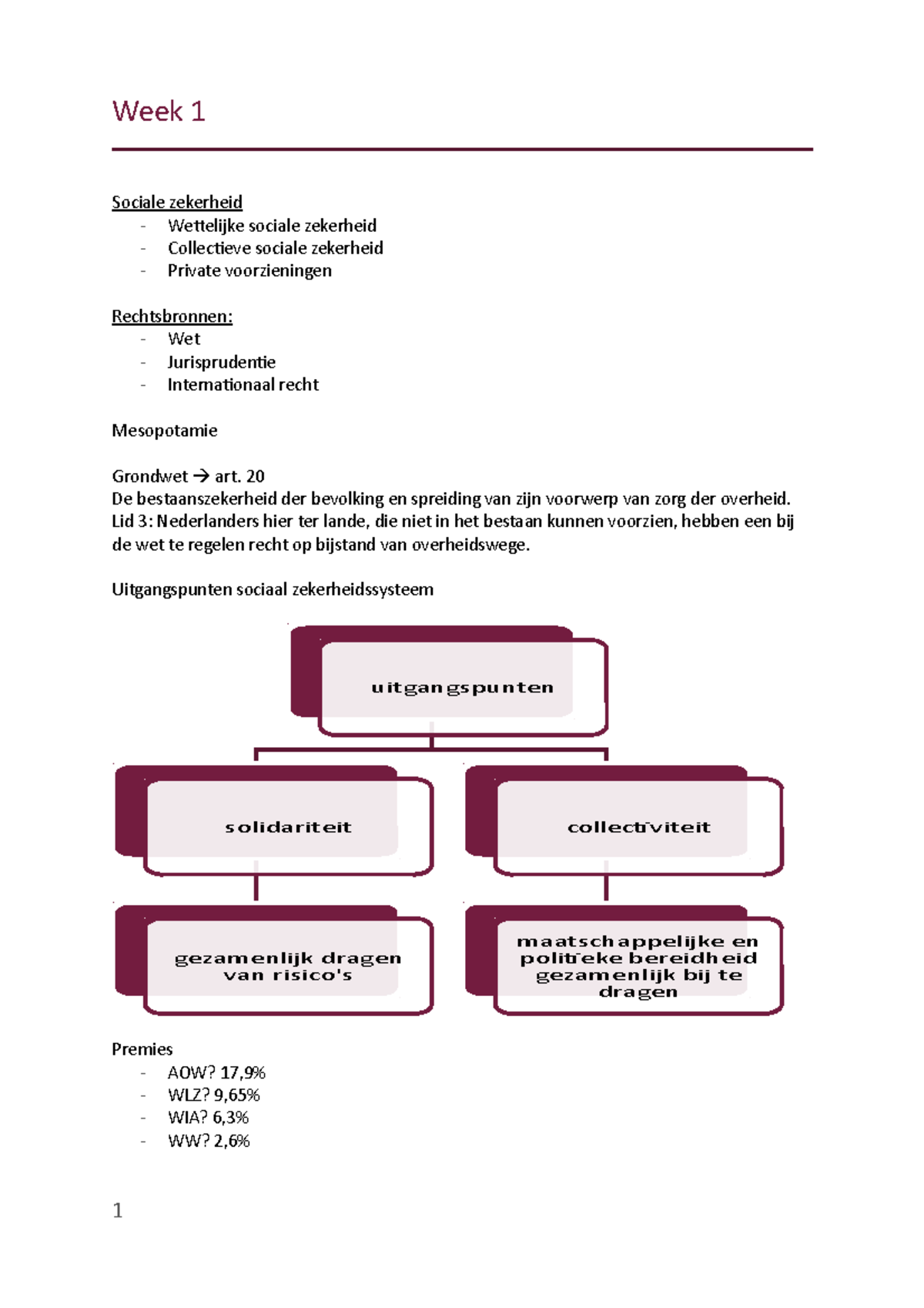 Webcolleges alle weken - Week 1 Sociale zekerheid - Wettelijke sociale ...