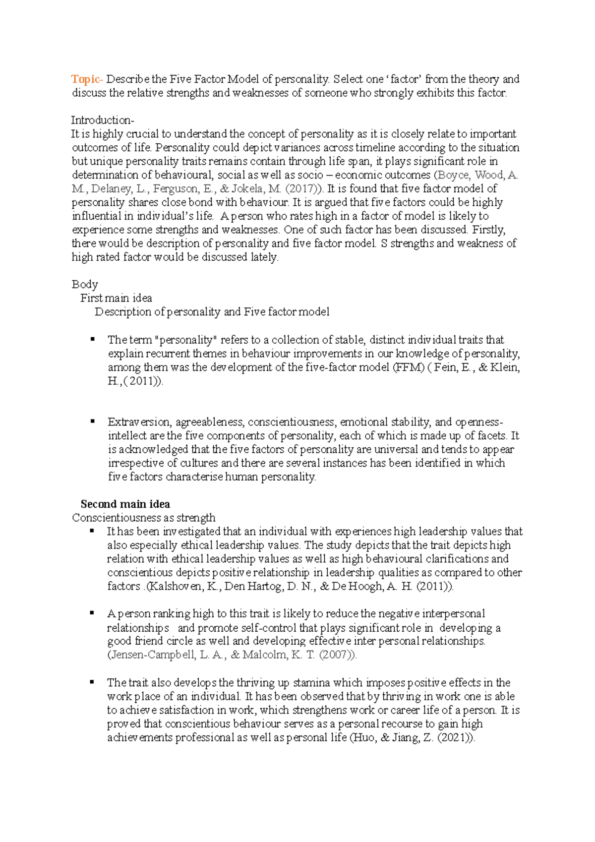 Essay plan Psych-1B - BEHL 1004 - UniSA - Studocu