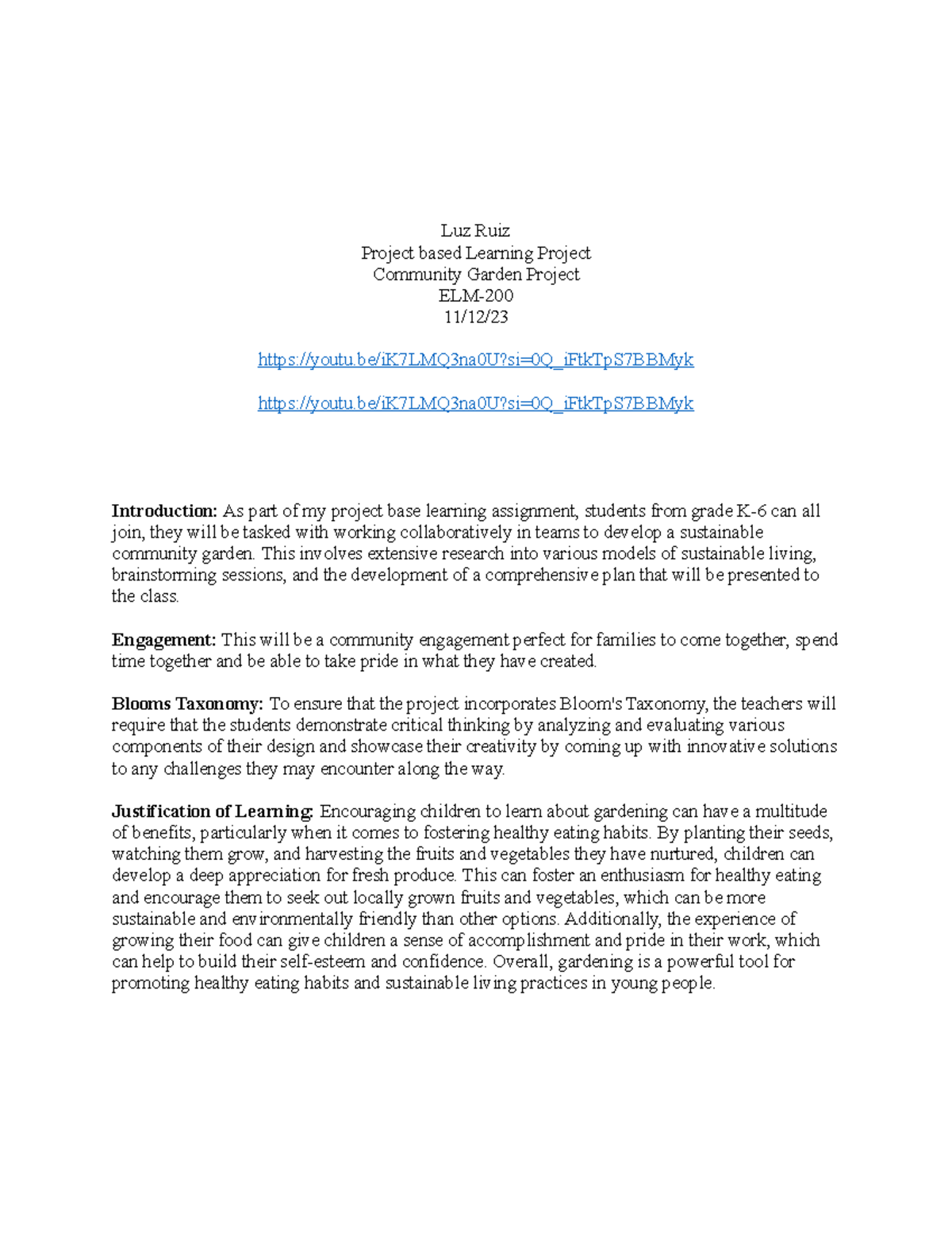 Project Based Learning - Luz Ruiz Project based Learning Project ...