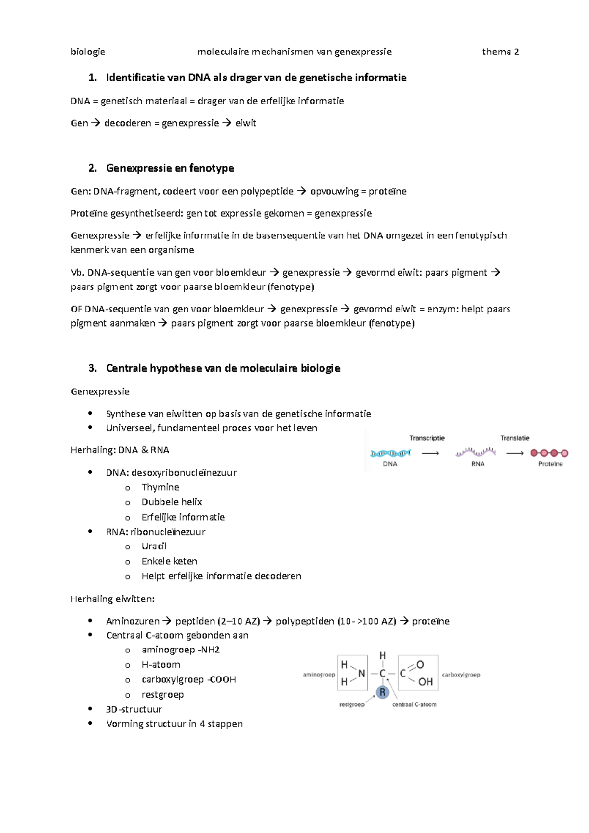 Thema 2 - genexpressie - handboek: biogenie - 1. Identificatie van DNA ...