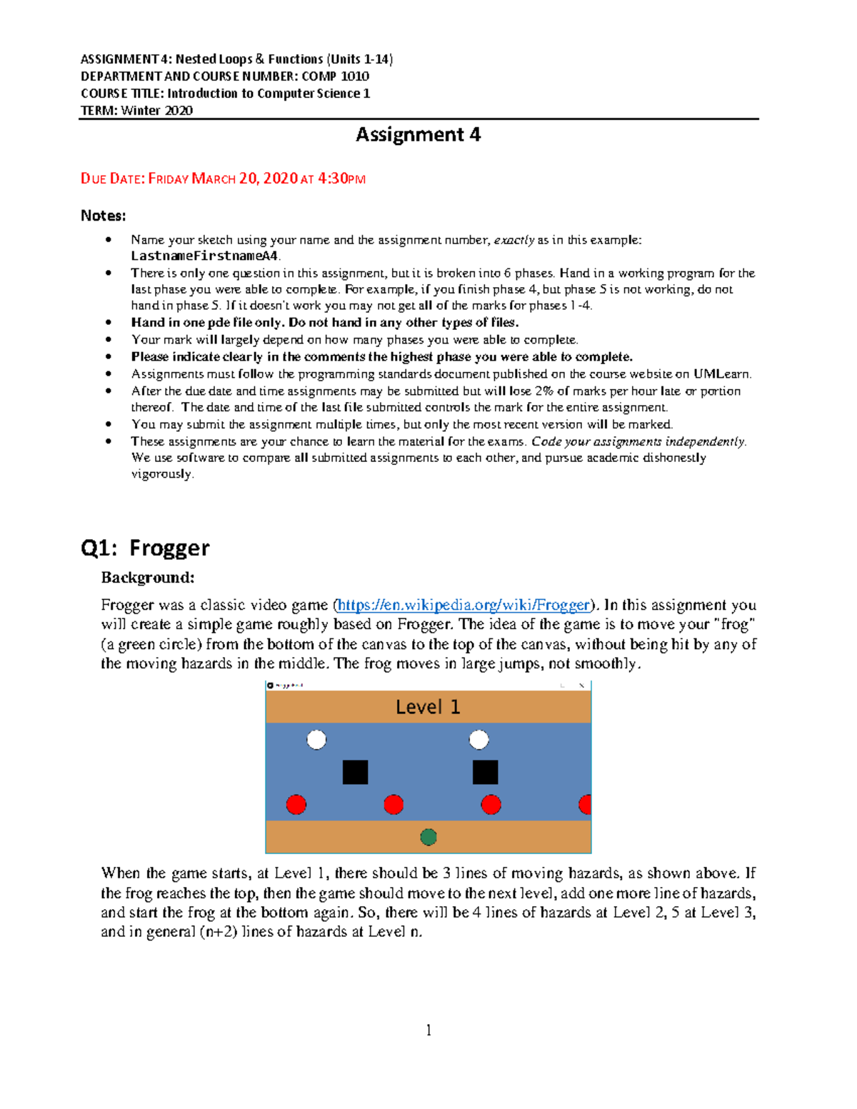 Assignment 4 Comp1010 Winter 2020 Warning Tt Undefined Function 32 Assignment 4 Nested