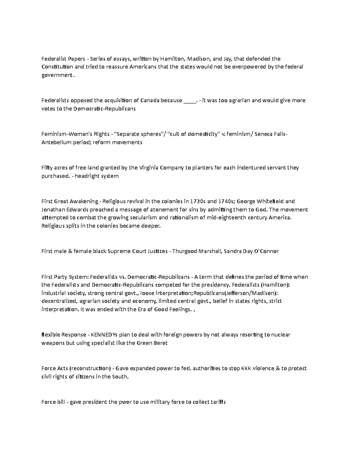 Note 24 - exam prep - Federalist Papers - Series of essays, written by ...