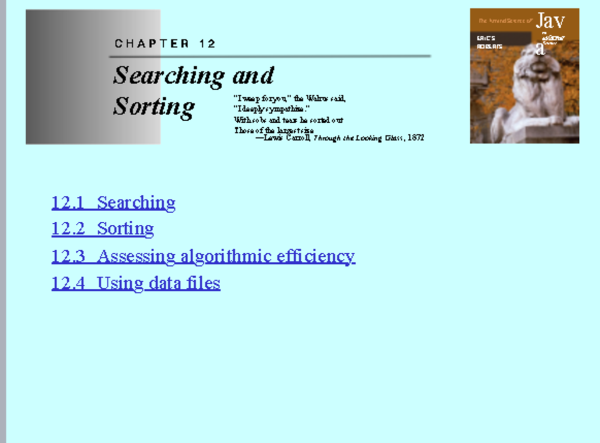 L16,17 Searching and Sorting - The Art and Science of ERIC S. ROBERTS ...
