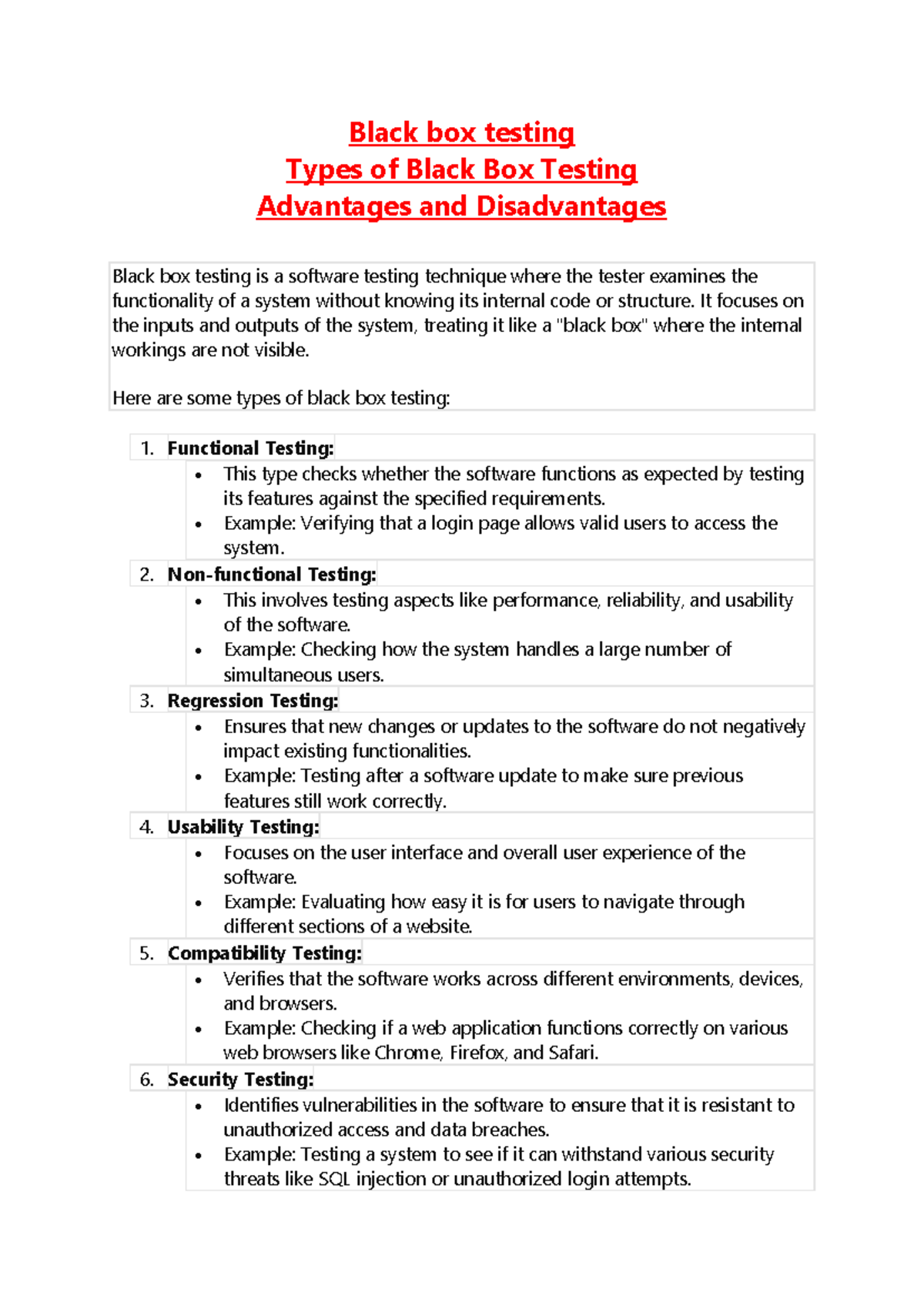 Black box testing 17feb24 - Black box testing Types of Black Box ...