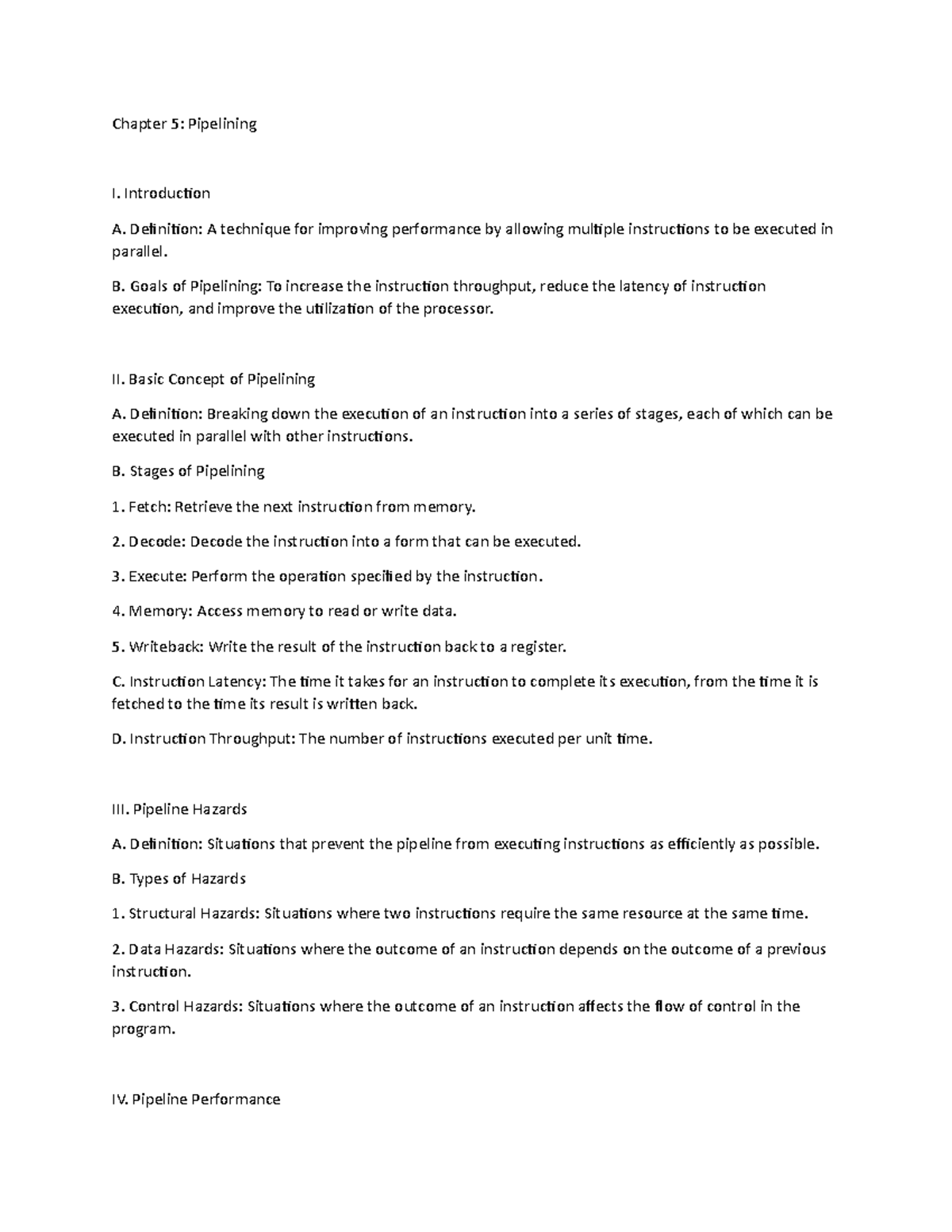 Computer Architecture chpt 5 and 6 - Chapter 5: Pipelining I ...