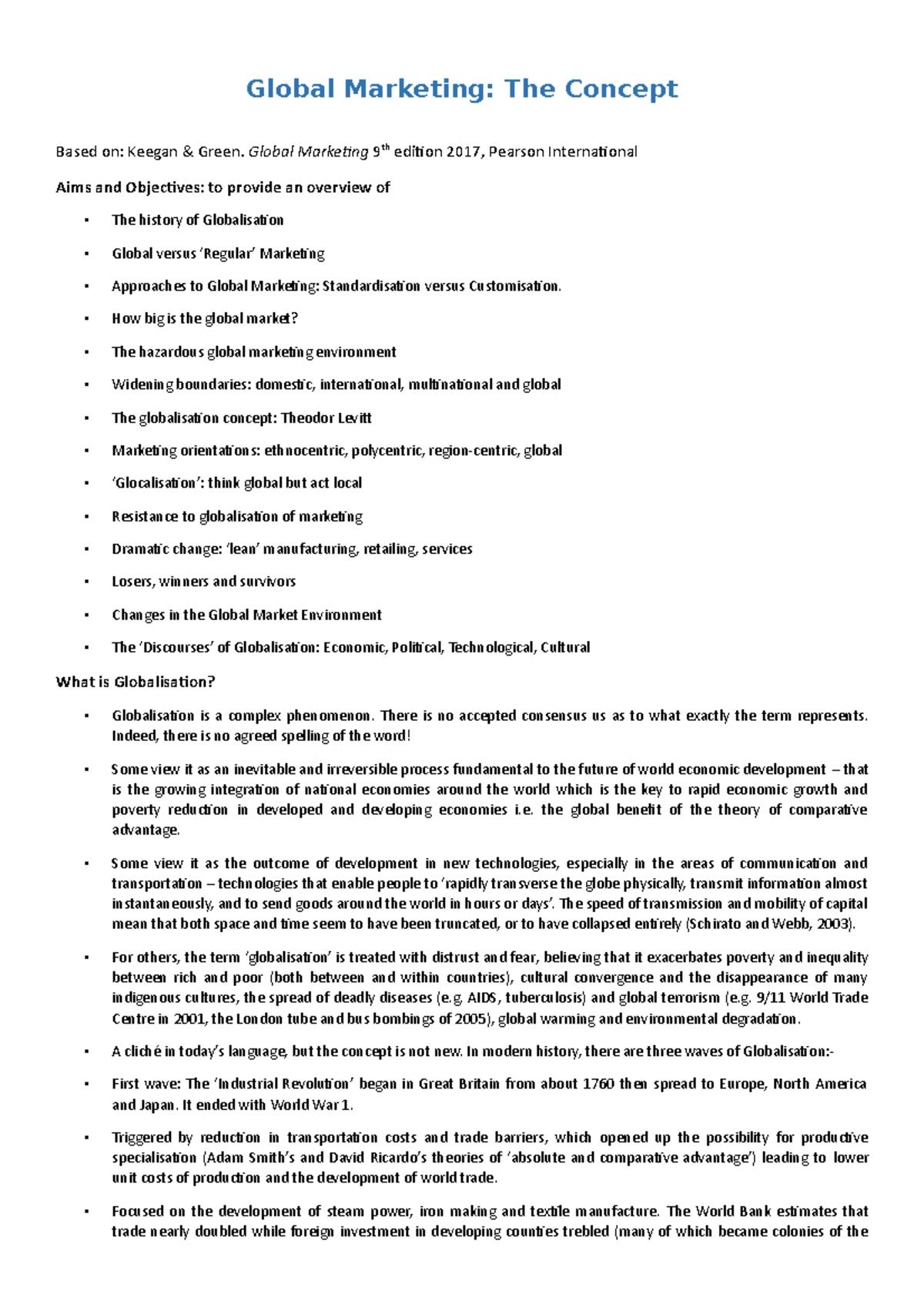 Global Marketing Concept - Global Marketing: The Concept Based on ...