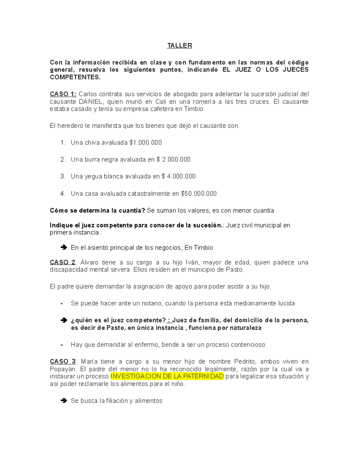 2 Taller competencia - TALLER Con la información recibida en clase y ...