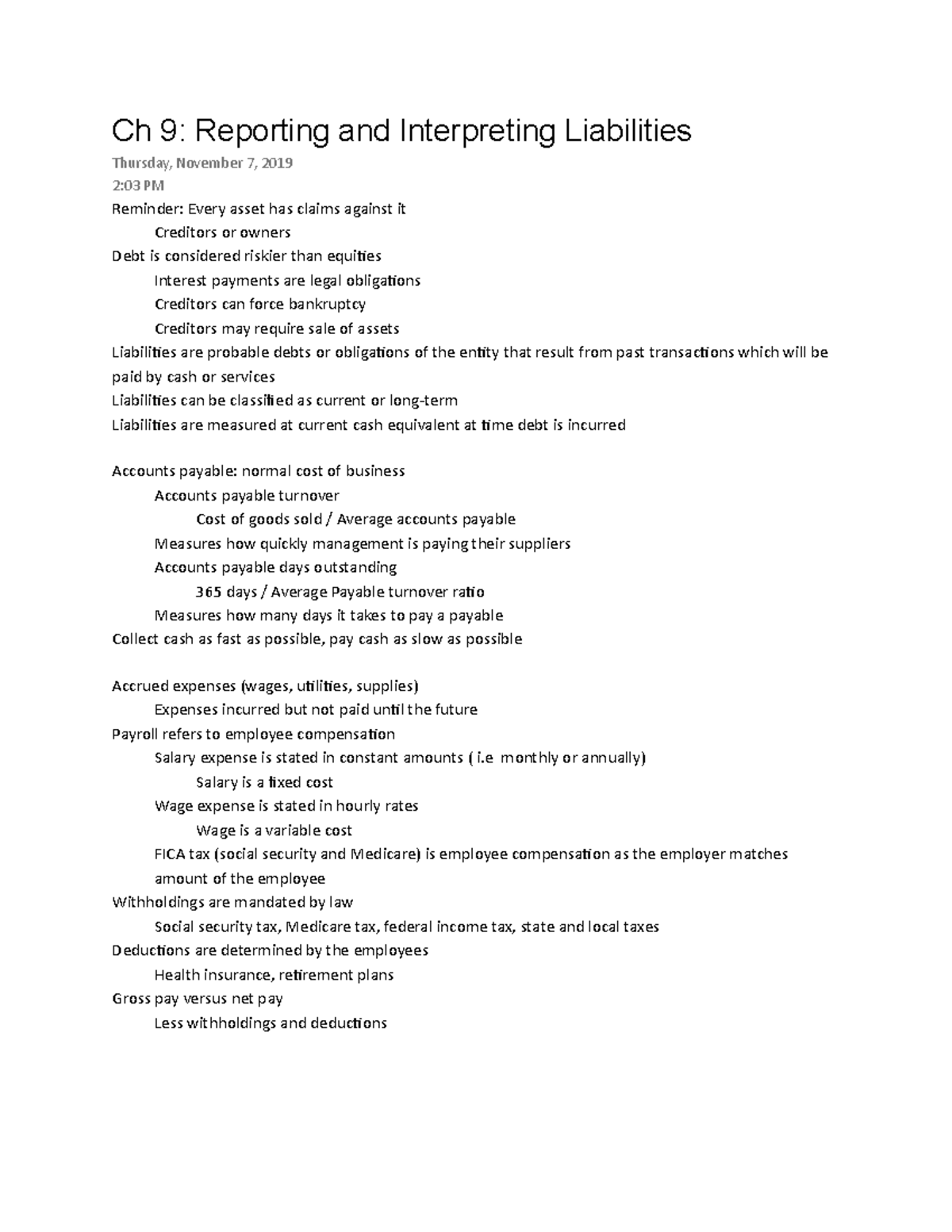 Ch 9 Reporting and Interpreting Liabilities - Ch 9: Reporting and Interpreting Liabilities ...