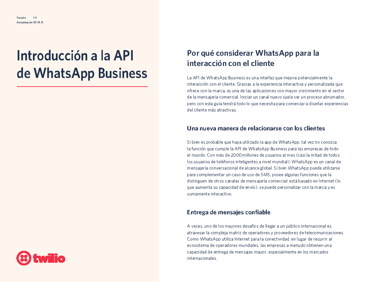 Whats App Business API v6 ES LA - Versión: 1. Actualización: 09 29 21 ...