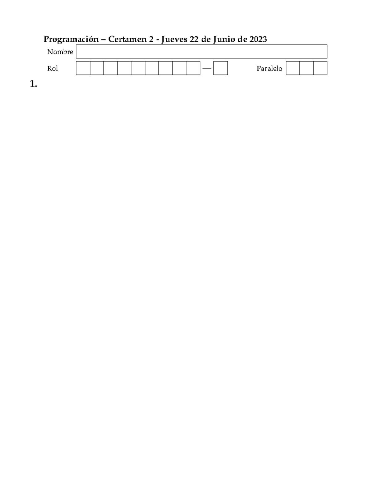 IWI 131 2023 1 C2 - certamen 2 - Programaci ́on – Certamen 2 - Jueves ...