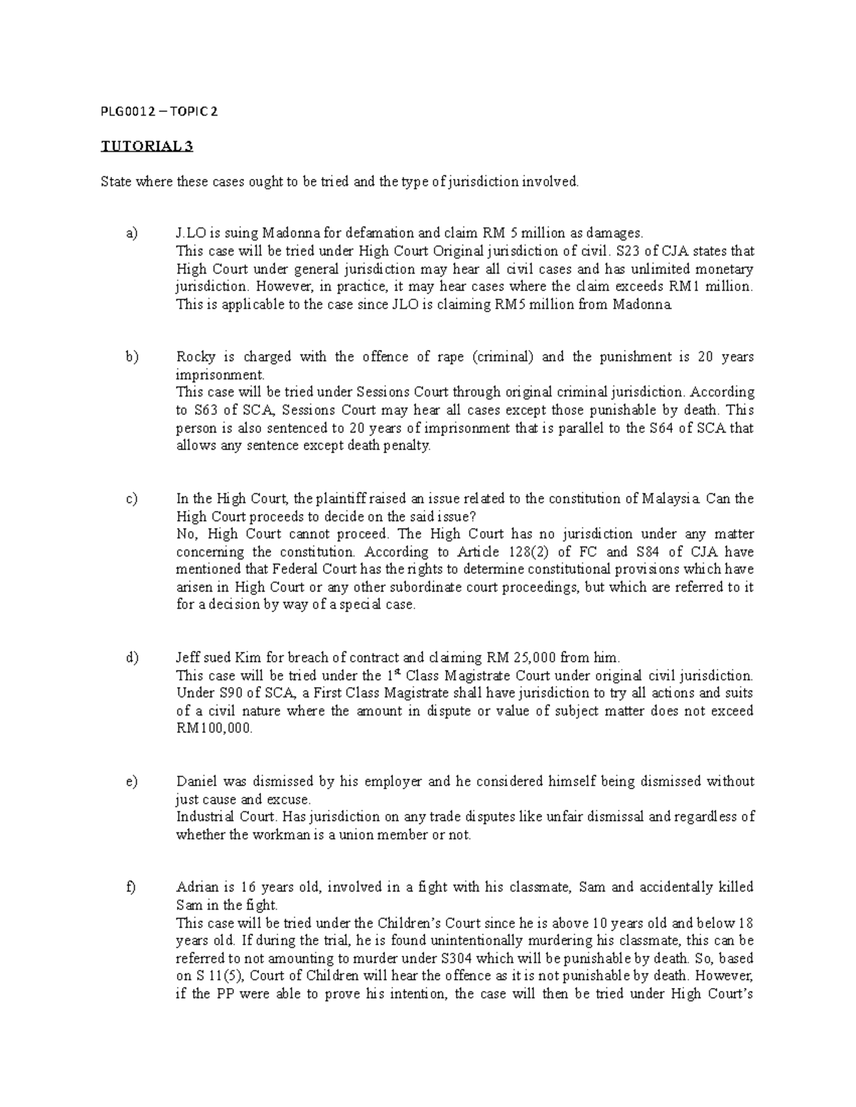 TUT 3 - Topic 2 - HIERARCHY - PLG0012 – TOPIC 2 TUTORIAL 3 State where ...