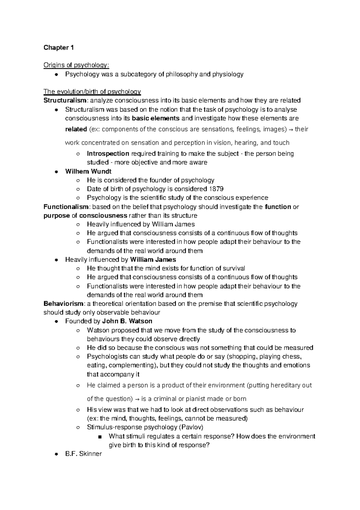 Origins of Psychology and Major Theoretical Orientations - Studocu