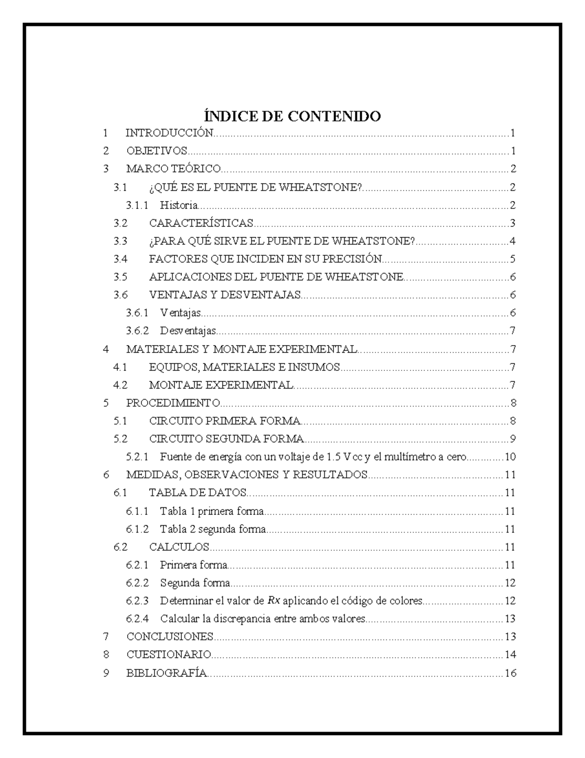 Fisica Lab x - ÍNDICE DE CONTENIDO 1 - Studocu