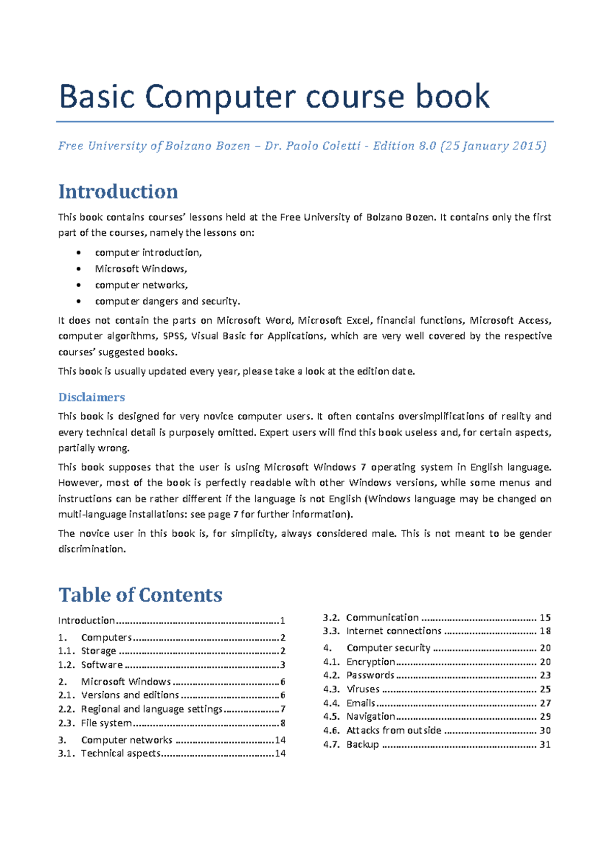 Basic Computer Training - Basic Computer course book Free University of ...