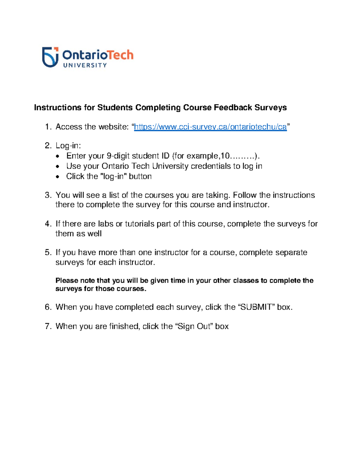 Instructions for Students to Complete Course Feedback Surveys 2023 ...