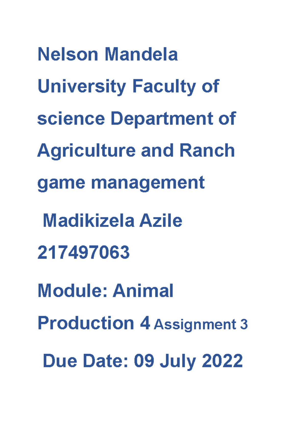 Assignment 3 - FODDER FLOW AND FODDER PLANNING - Nelson Mandela ...