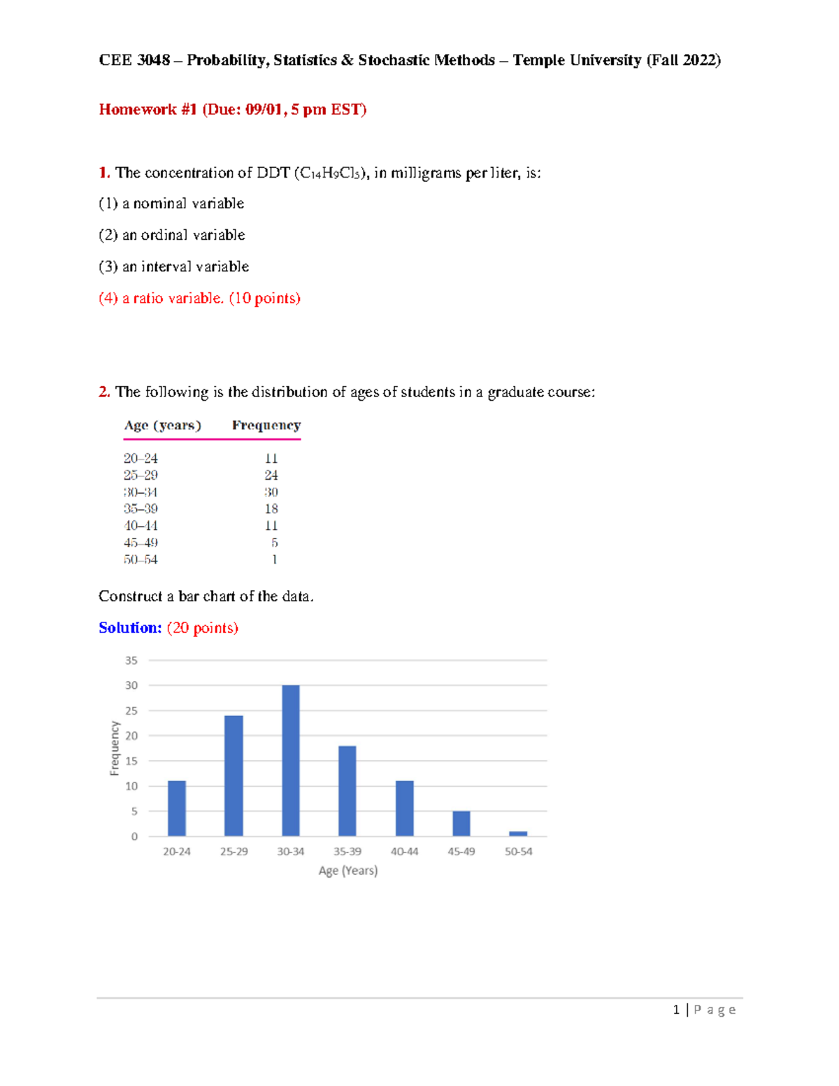 CEE 3048 Homework 1 Key - CEE 3048 – Probability, Statistics ...