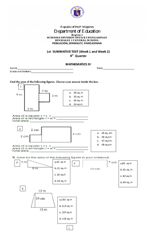 Math G4 Q3 Sum Test #2 - SUMMATIVE TEST NO. 2 GRADE IV – MATH SKAI KRU ...