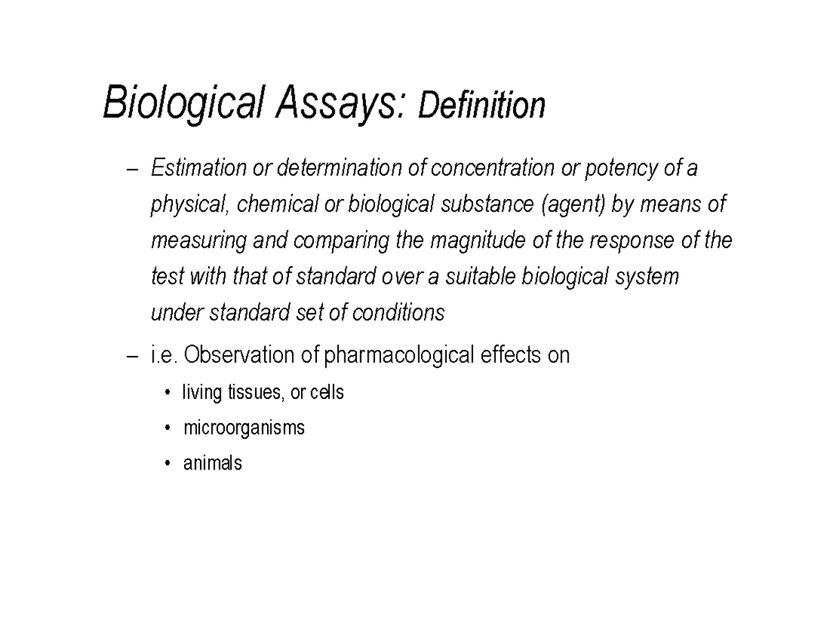 Bio assay of antibiotics - Biological Assays: Definition Estimation or ...