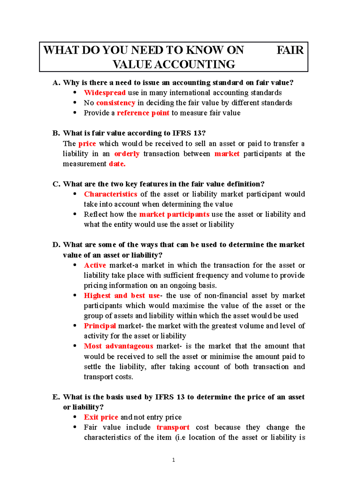 Fair value accounting - WHAT DO YOU NEED TO KNOW ON FAIR VALUE ...