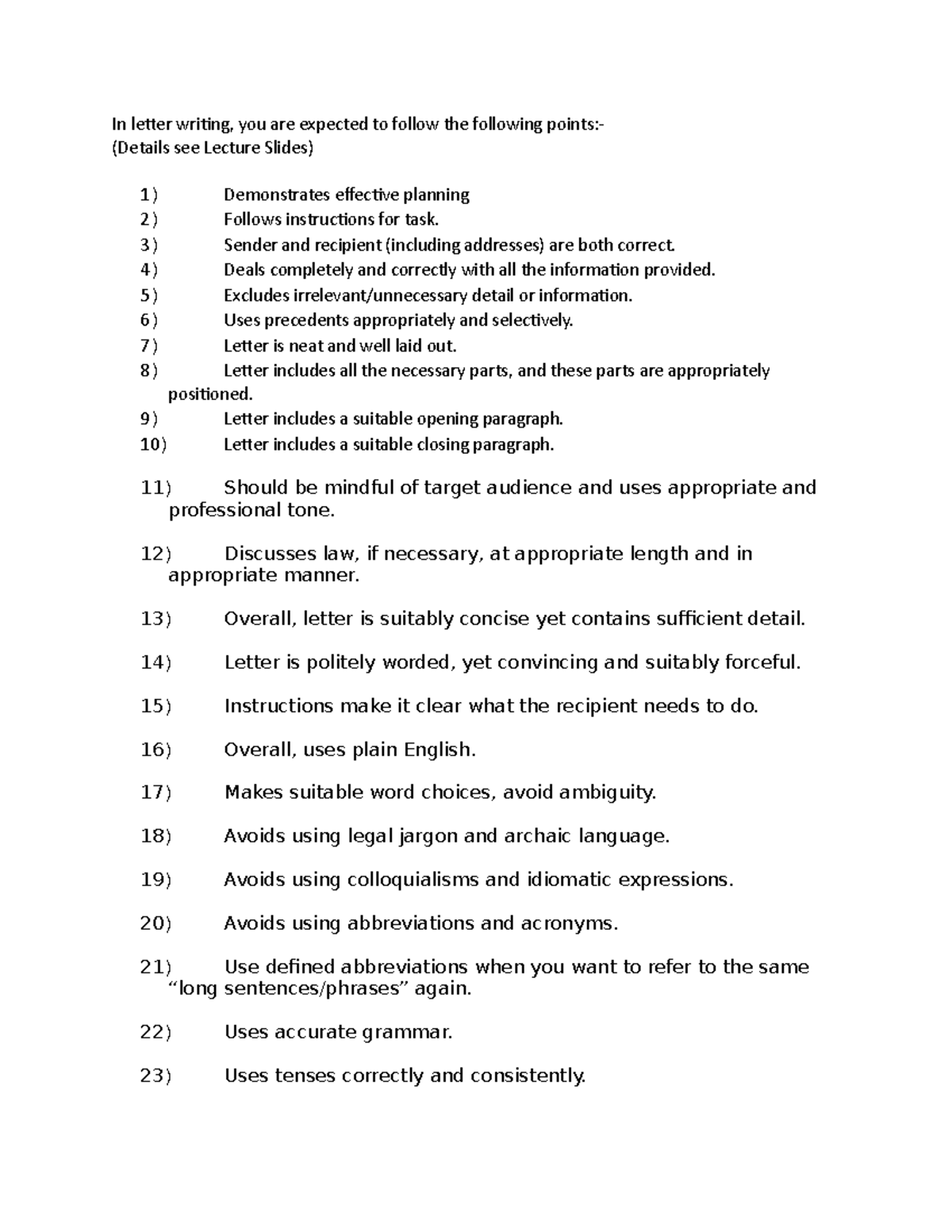 Lecture 12 - Revision - legal writing drafting note - In letter writing ...