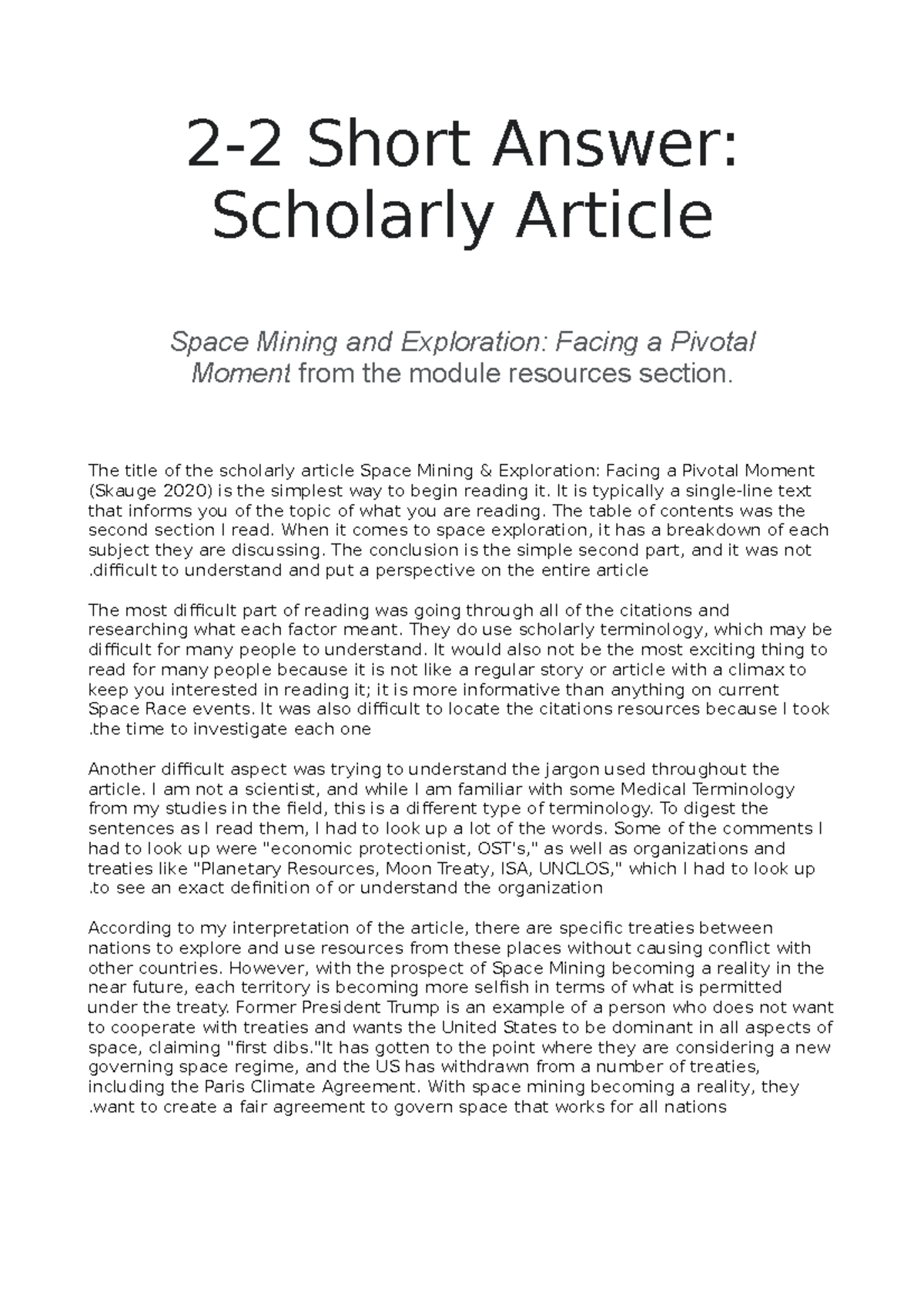 2-2 Short Answer Assignment 2 - 2-2 Short Answer: Scholarly Article ...