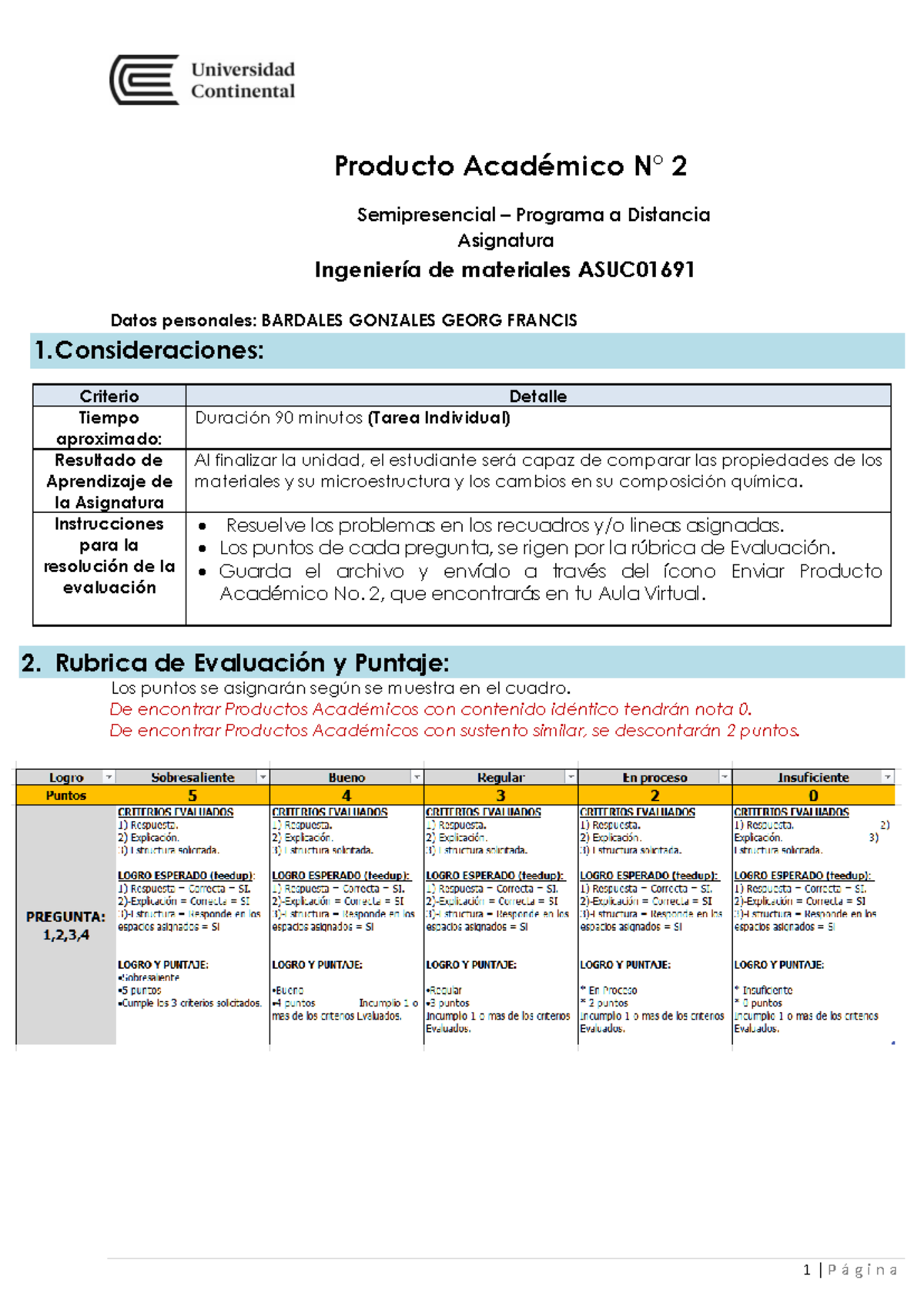 Producto Academico N2 DE Materiales - Producto Académico N° 2 Semipresencial – Programa a ...