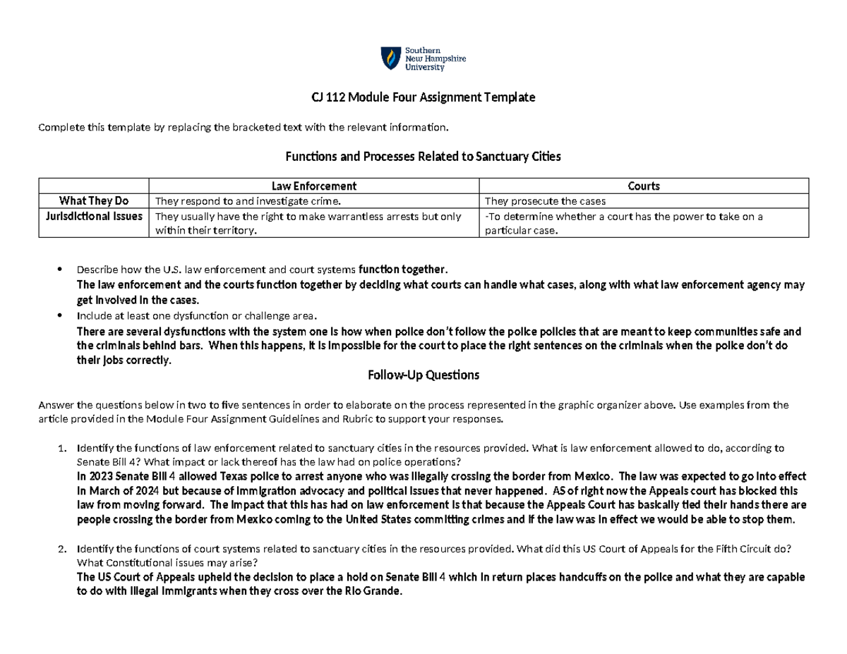 CJ 112 Module Four Assignment Template - CJ 112 Module Four Assignment ...