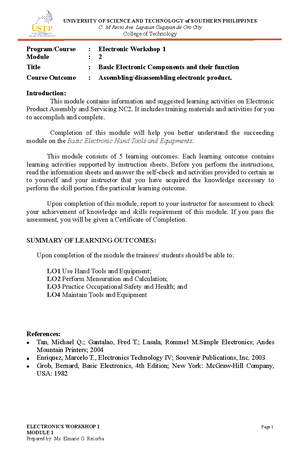 Module 5 - Basic elex - C. M Recto Ave. Lapasan Cagayan de Oro City College of Technology - Studocu