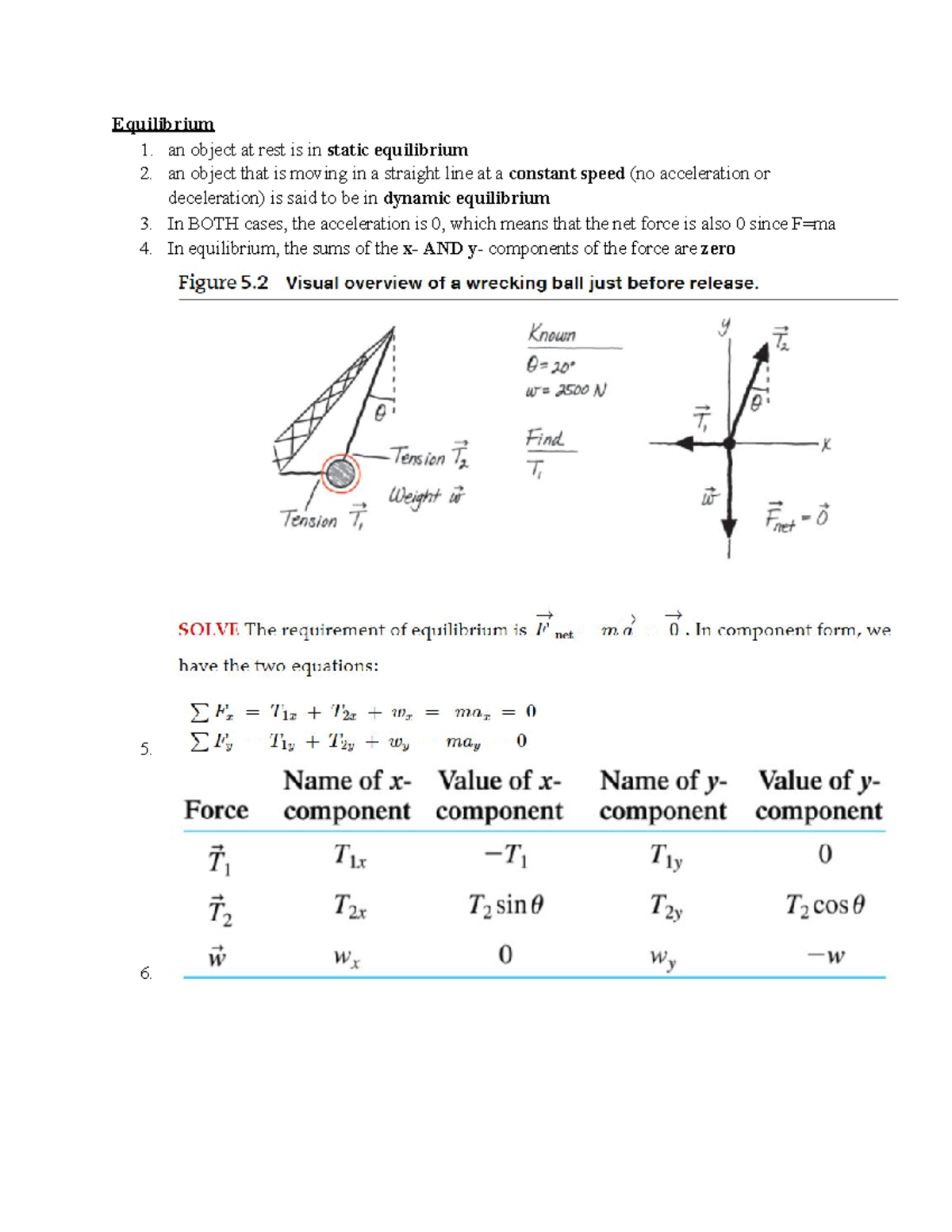 Physics 5A Ch 5 Notes - Equilibrium 1. an object at rest is in static ...