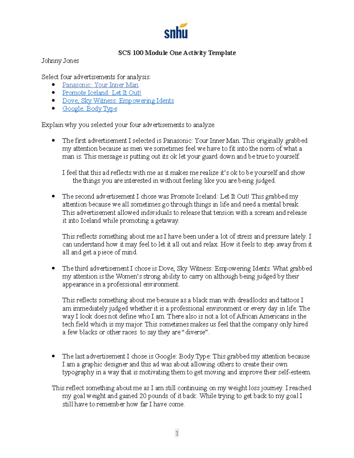 SCS 100 Module One Activity Template - SCS 100 Module One Activity ...