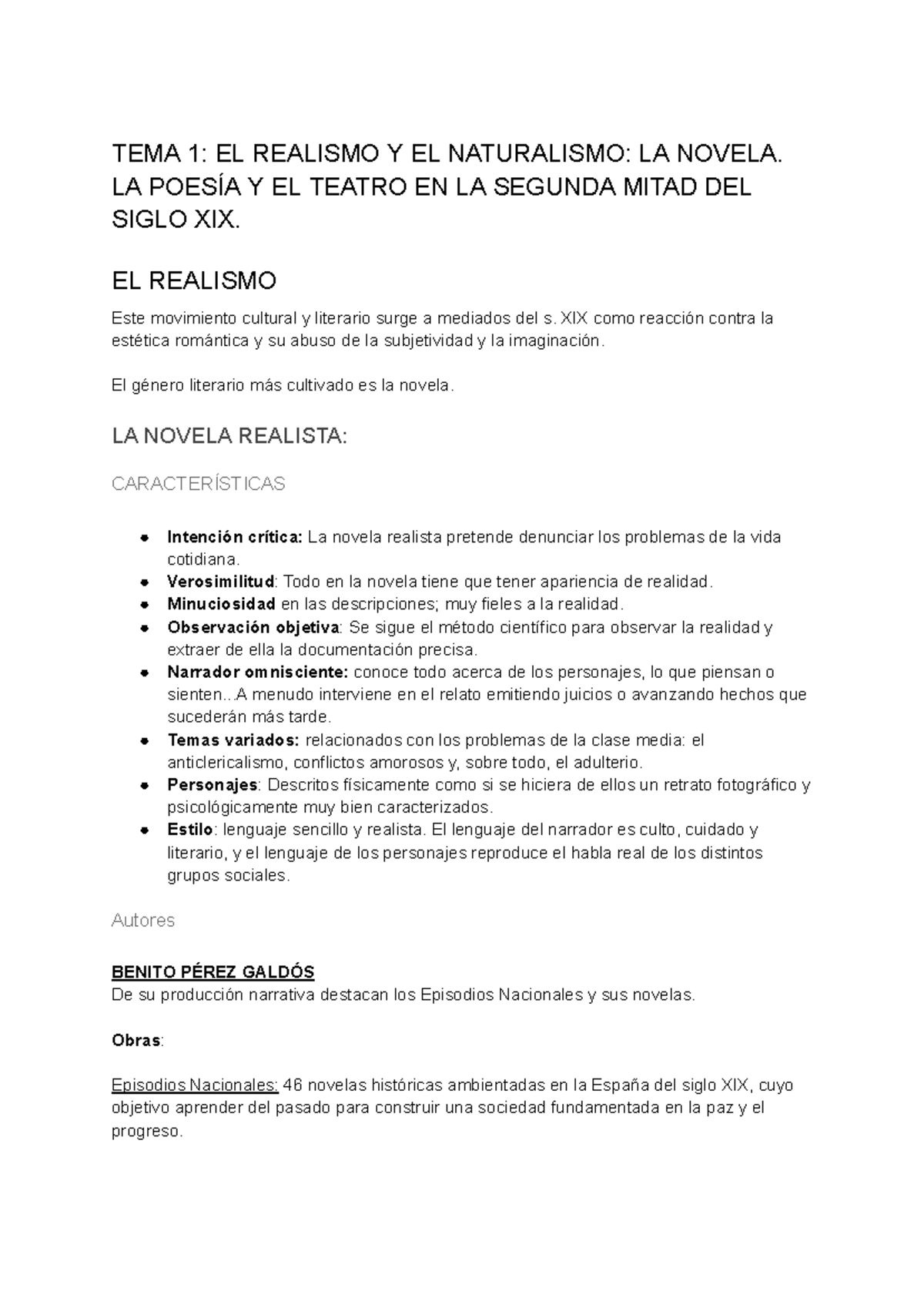 Lengua evau Tema 1: El realismo y el naturalismo - TEMA 1: EL REALISMO ...