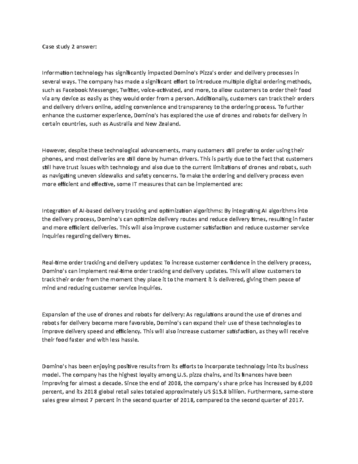 Case study 2 answer - Case study 2 answer: Information technology has ...