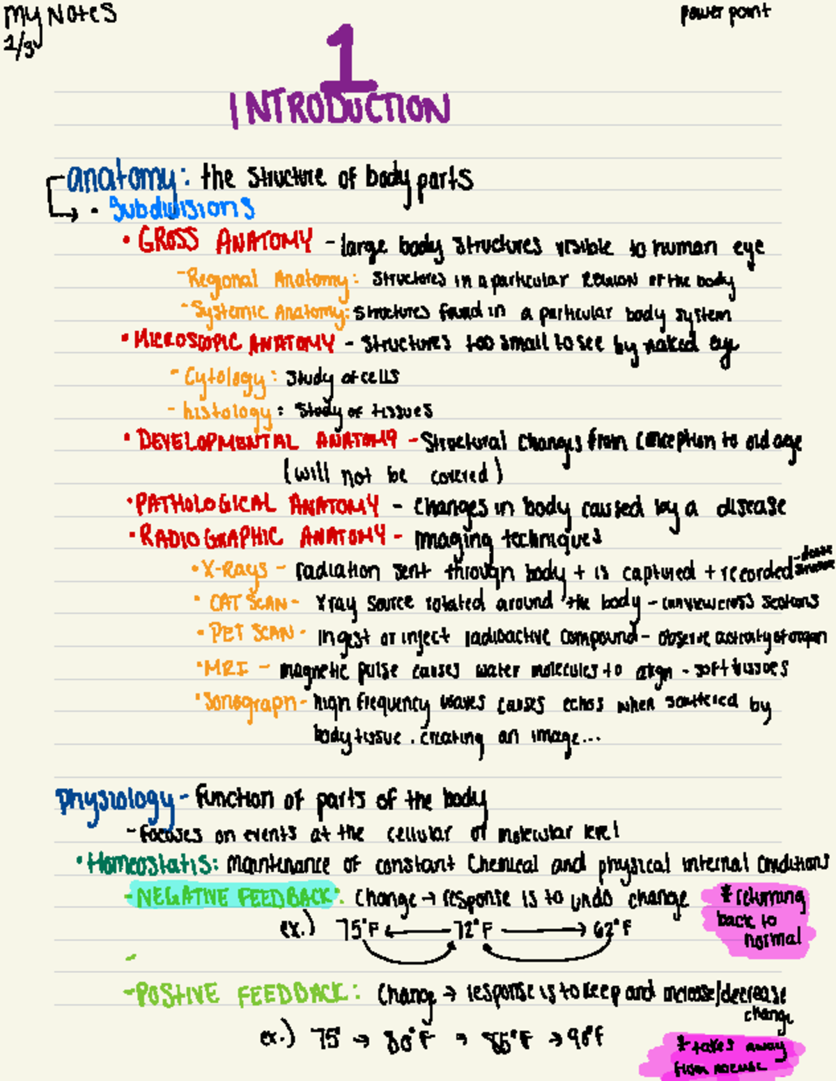 introduction to a&p - My Notes powerpoint 43 1 INTRODUCTION anatomy ...