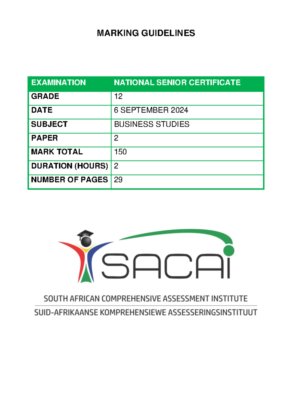 BSTD SEPT P2 MG Final Approved - MARKING GUIDELINES EXAMINATION ...