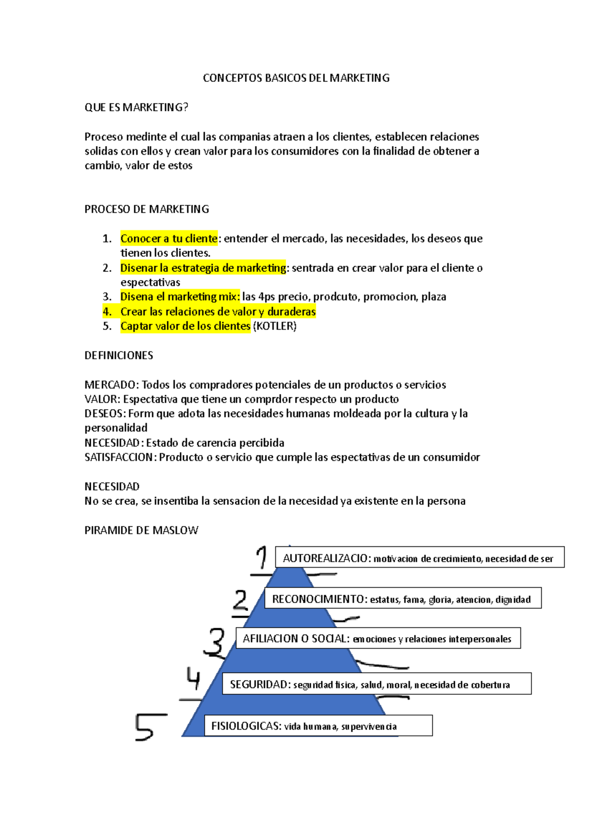 Repaso marketing - CONCEPTOS BASICOS DEL MARKETING QUE ES MARKETING? Proceso medinte el cual las ...
