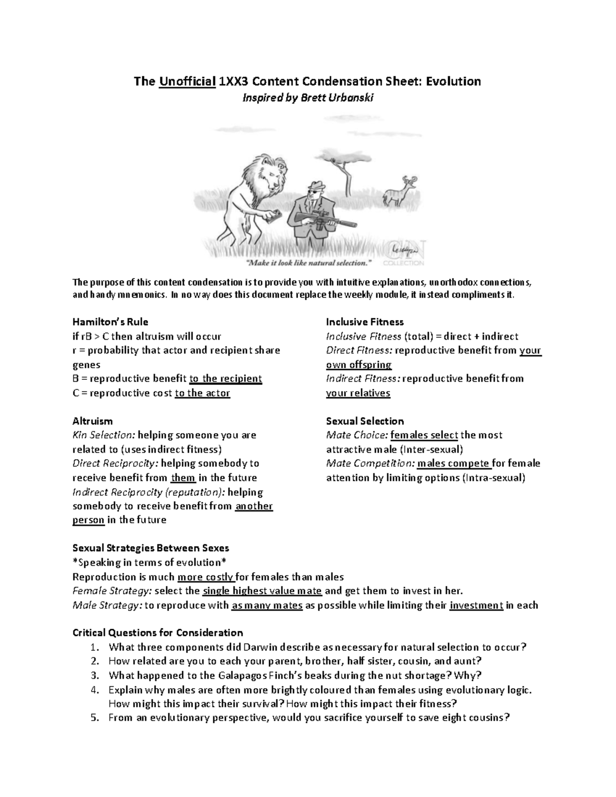 Evolution Content Condensation Sheet - The Unofficial 1XX3 Content ...