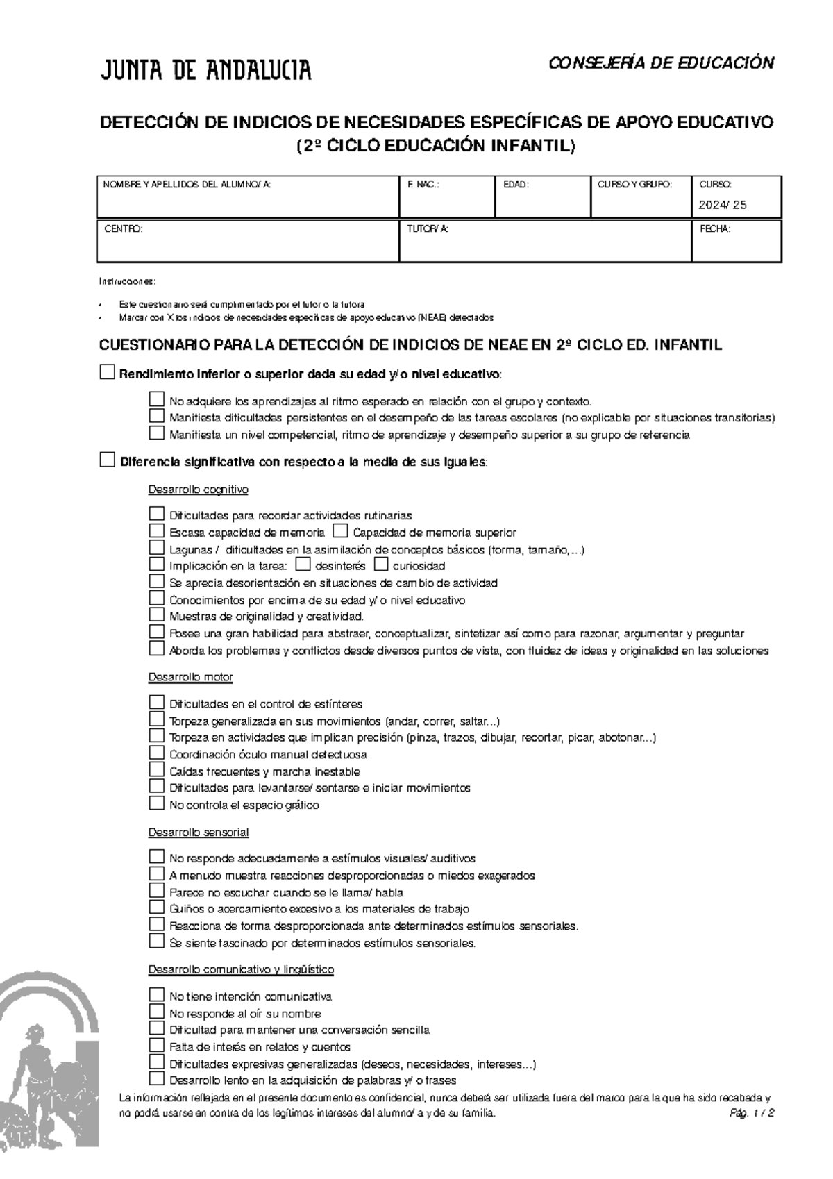 2 1 Deteccion Indicios NEAE 2º Ciclo EI Rellenable ampliado - CONSEJERÍA DE EDUCACIÓN La ...