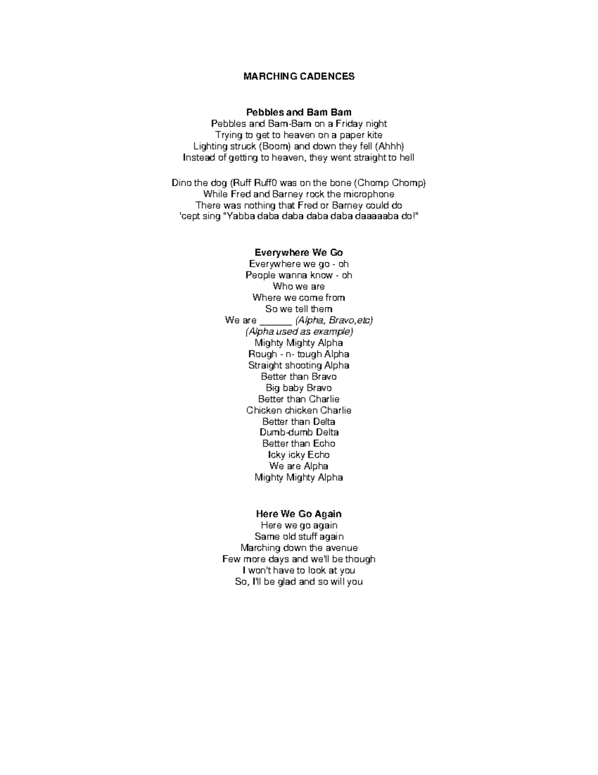 Marchingcadence - MARCHING CADENCES Pebbles and Bam Bam Pebbles and Bam-Bam on a Friday night ...