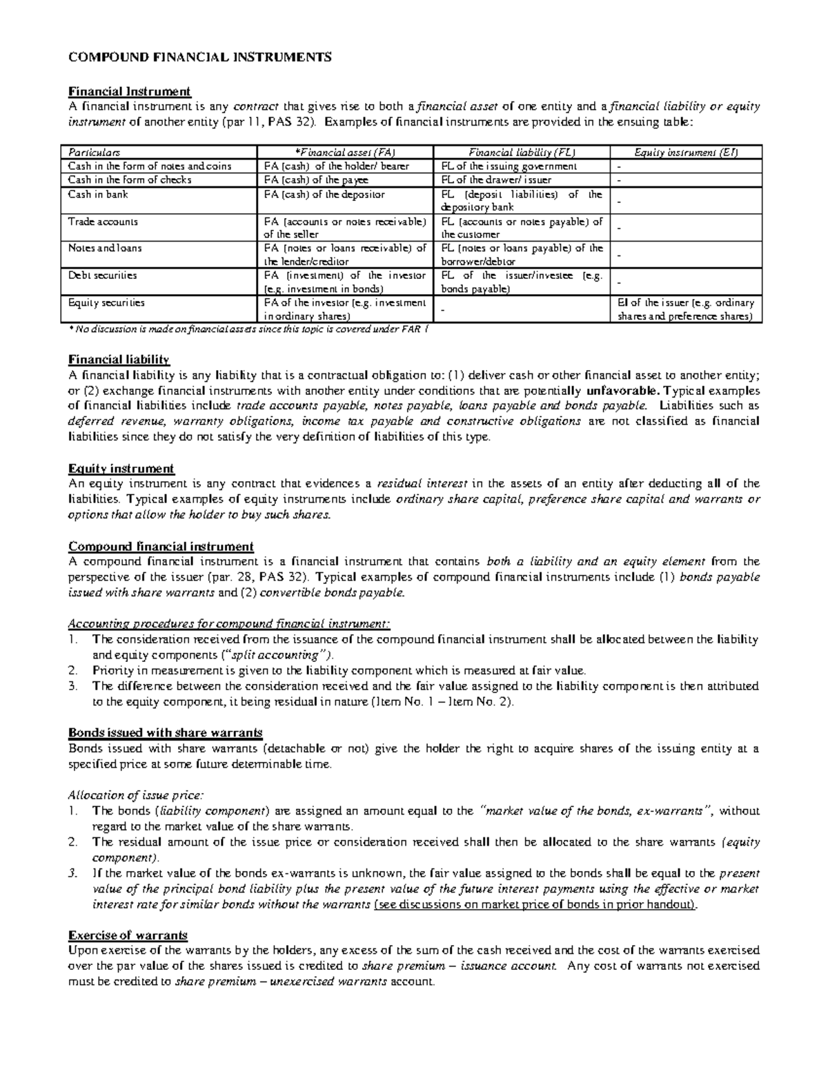 Financial Accounting and Reporting 2 A.Y. 2020-2021 - COMPOUND ...