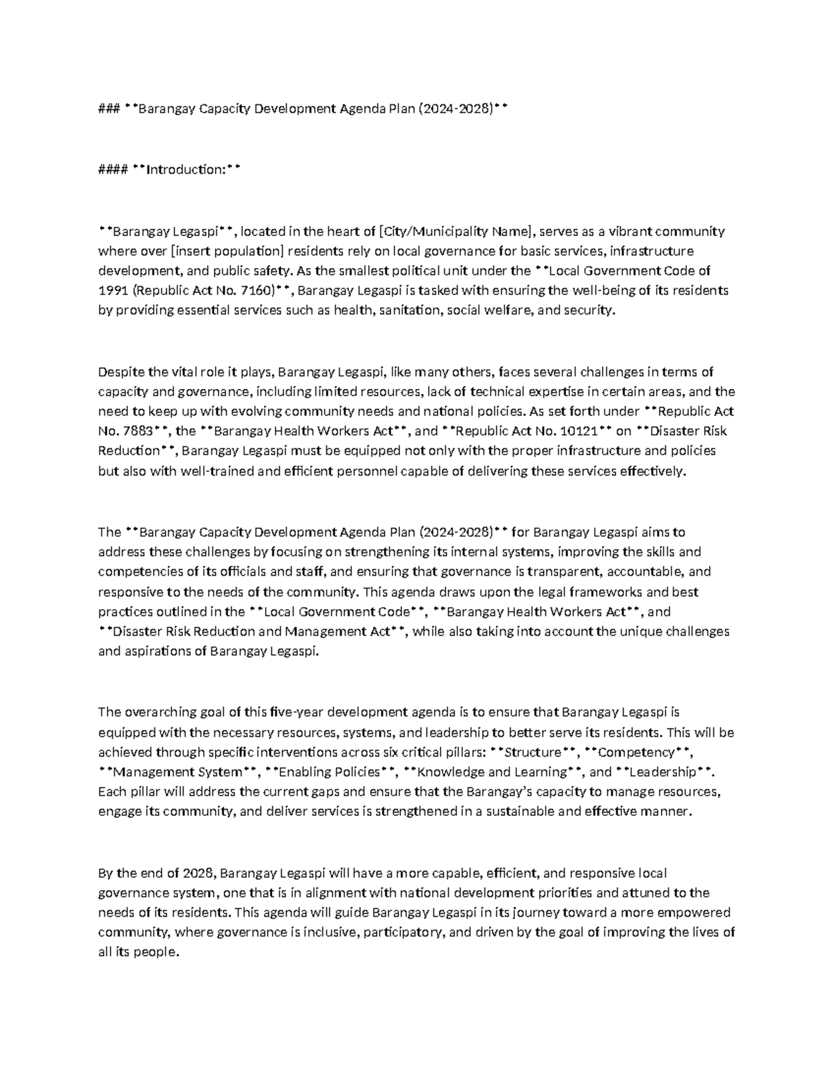 Capdev - Barangay Capacity Development Agenda Plan (2024-2028 ...